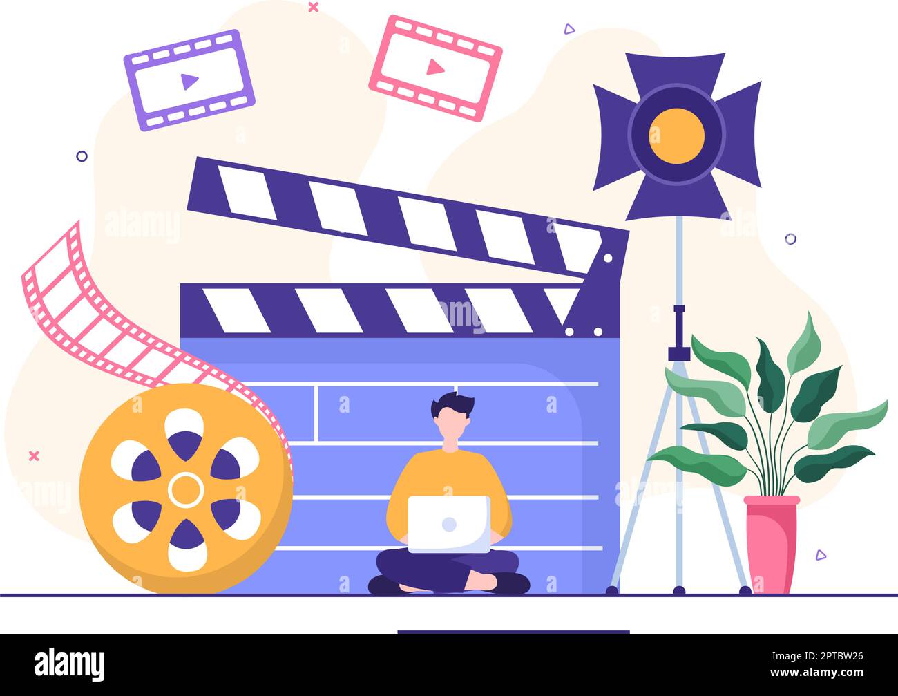 Modèle de services de vidéaste dessin main dessin de dessin animé ...