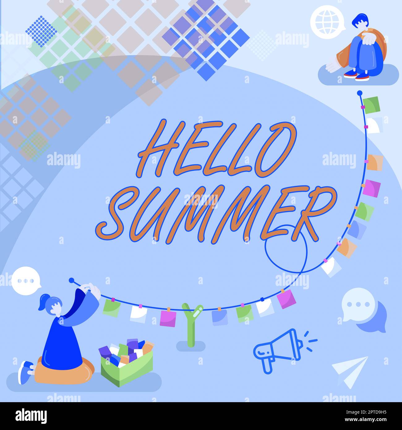 Texte d'écriture Hello Summer, Internet concept l'accueil de la saison ...