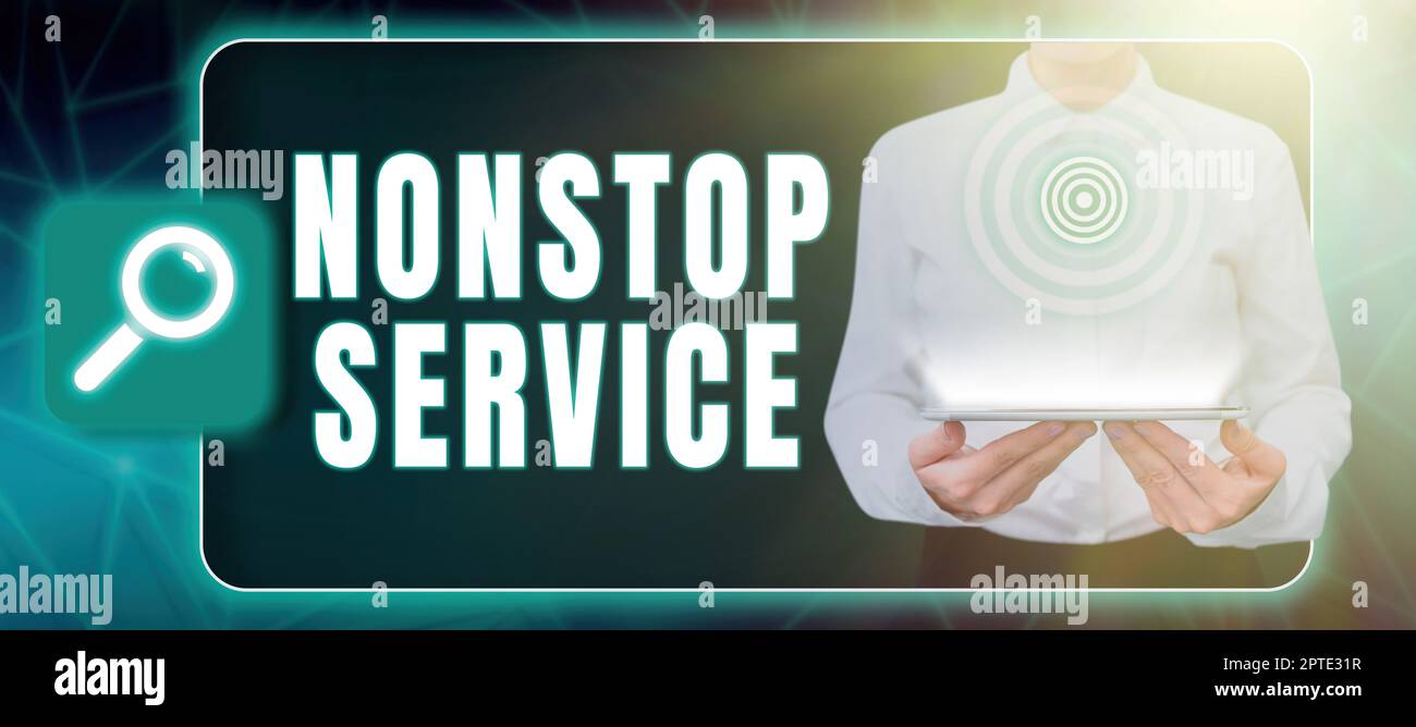 Écriture texte non stop Service, Word écrit sur le système des besoins ...