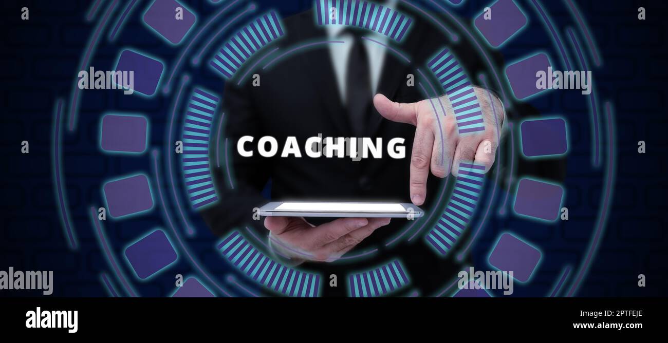 Affiche montrant le coaching, la personne responsable de la vitrine d ...