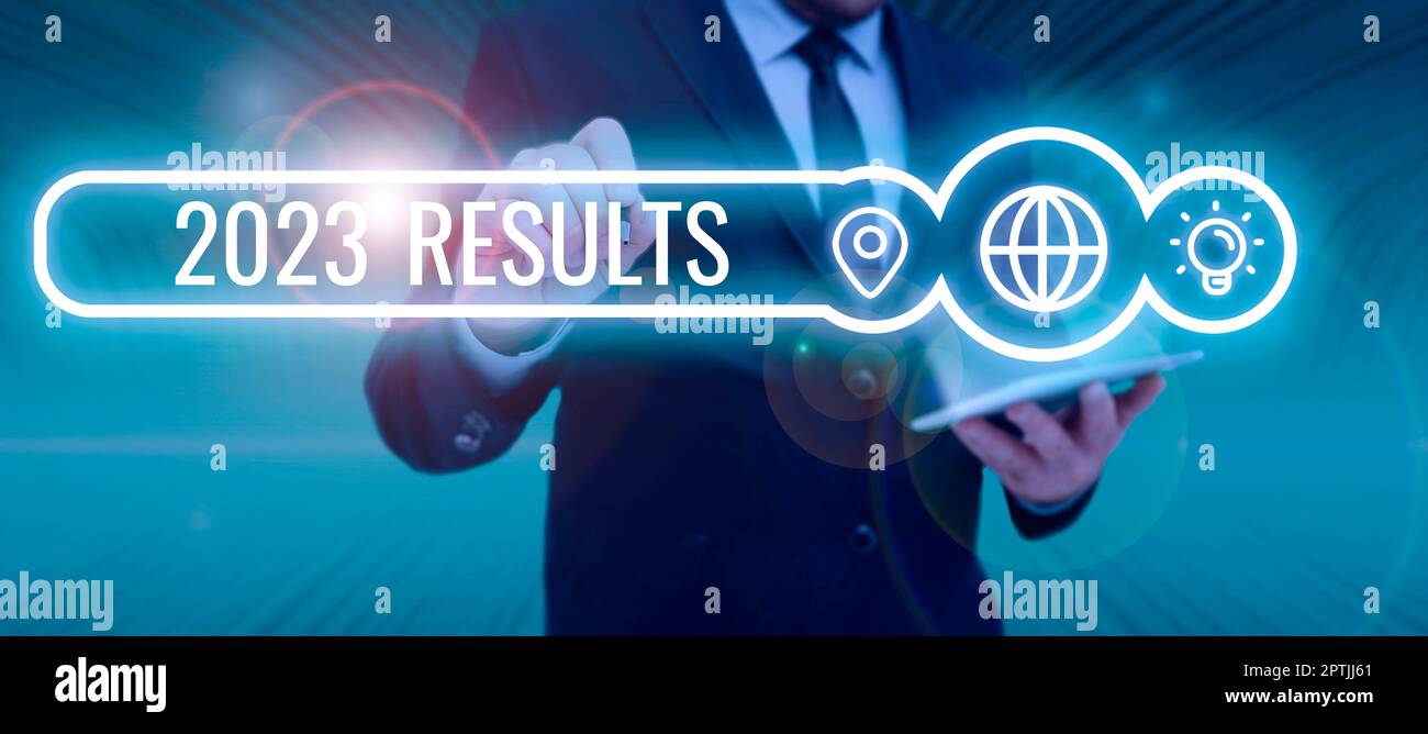 Rédaction affichant le texte 2023 Résultats, Business présenter tout ...