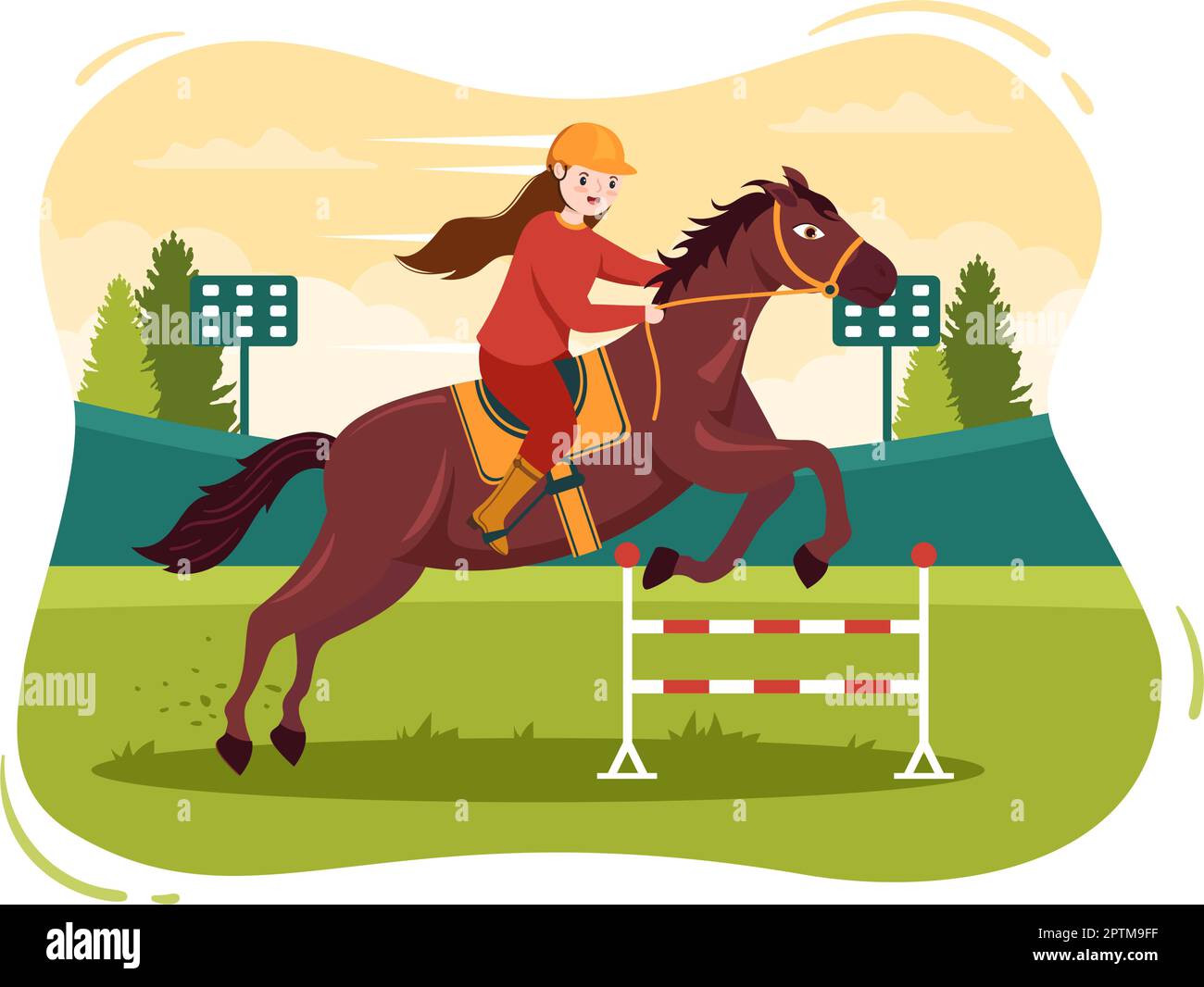 Concours de courses hippiques dans un champ de courses avec un sport ...