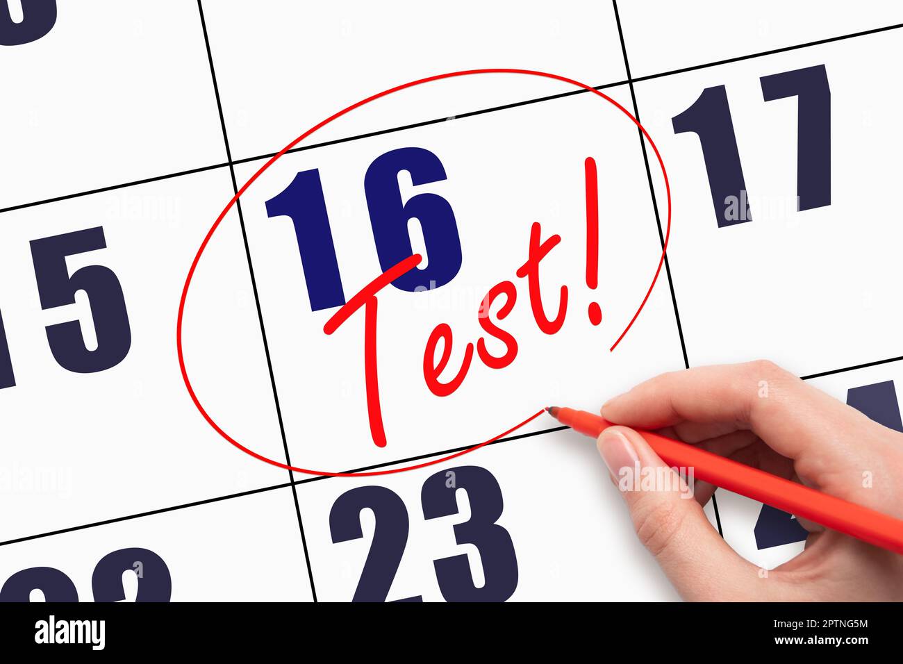 16th jour du mois. Test de rédaction de texte à la main et encercler la ...