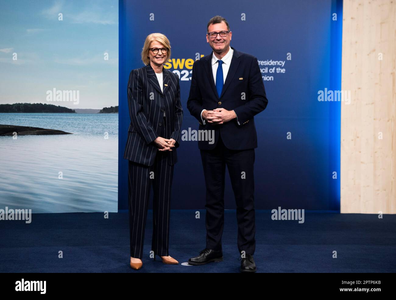Stockholm, Suède. 28th avril 2023. La ministre des Finances, Elisabeth ...