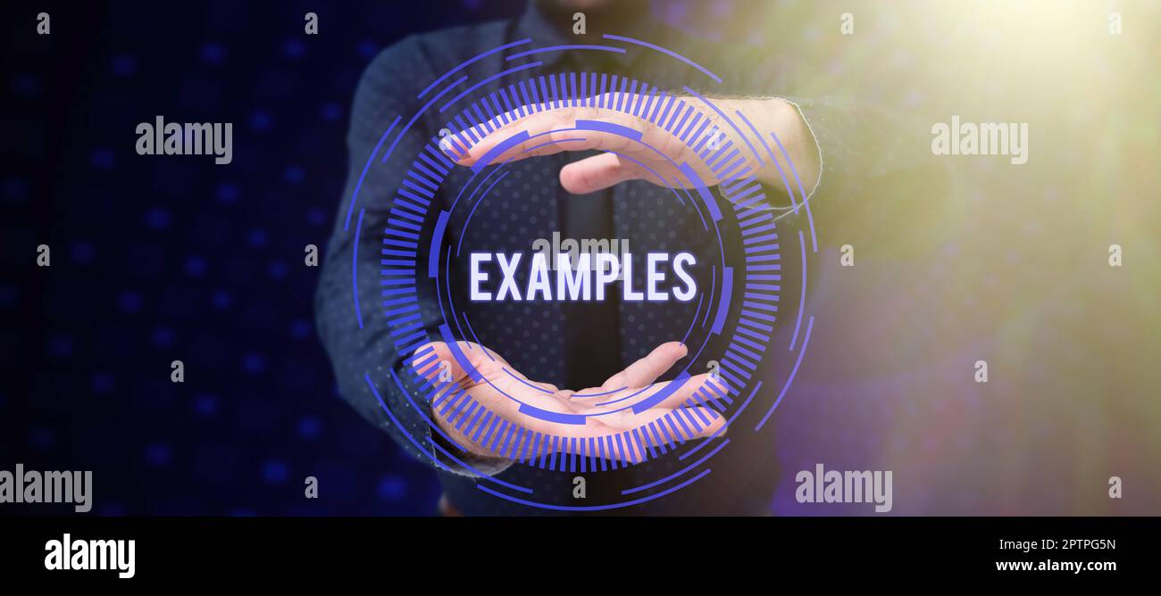 Affiche affichant des exemples, mot écrit sur photo modèle d ...