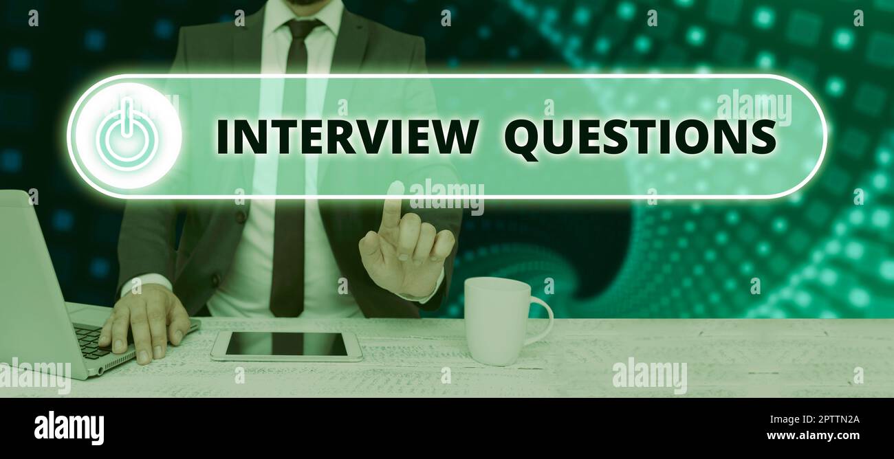 Affiche présentant des questions d'entrevue, mot écrit sur un sujet ...