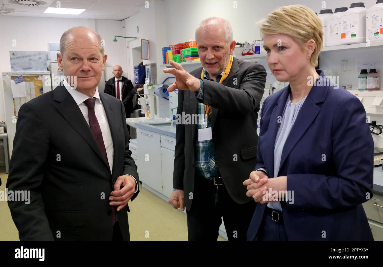 Teterow, Allemagne. 28th avril 2023. Lors d'une visite à la société de ...