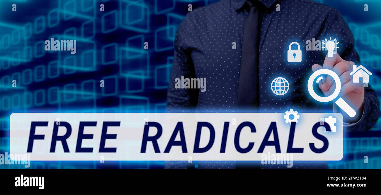 Légende du texte présentant les radicaux libres, mot pour produit dans ...