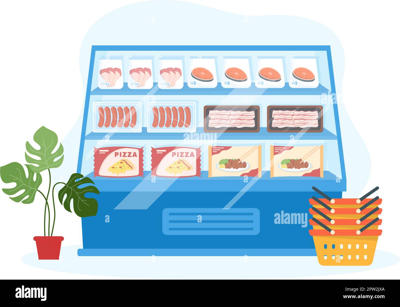 Magasin d'aliments surgelés avec des produits aspirés à l'aide de ...