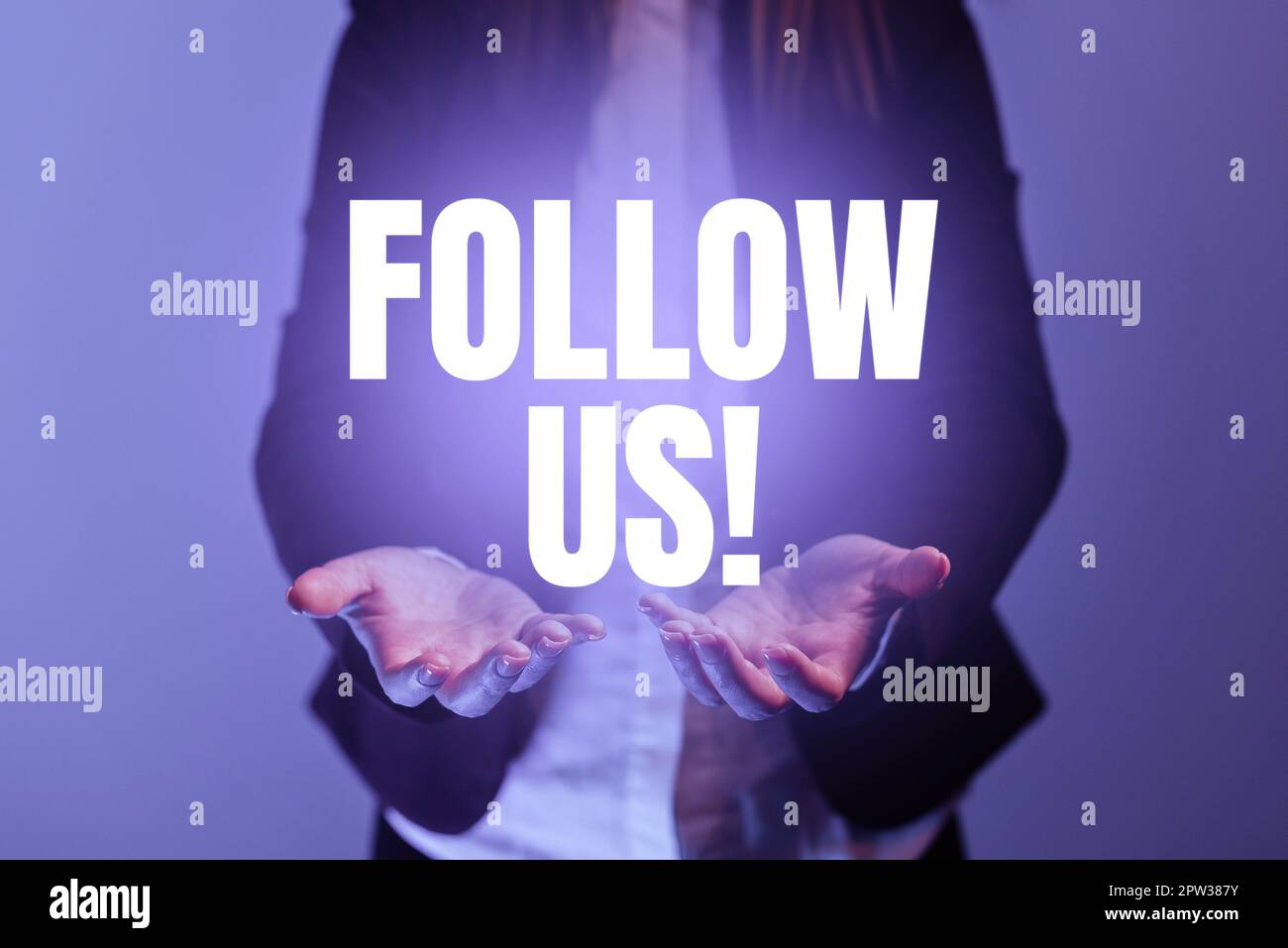 Affichage conceptuel Suivez-nous, Word écrit sur acte de personne pour ...