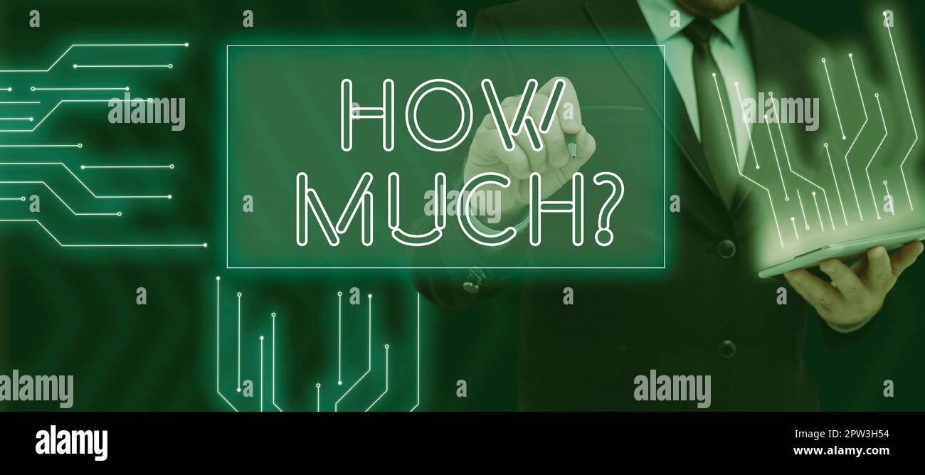 Affiche indiquant combien, concept signification Demandez le montant ou ...