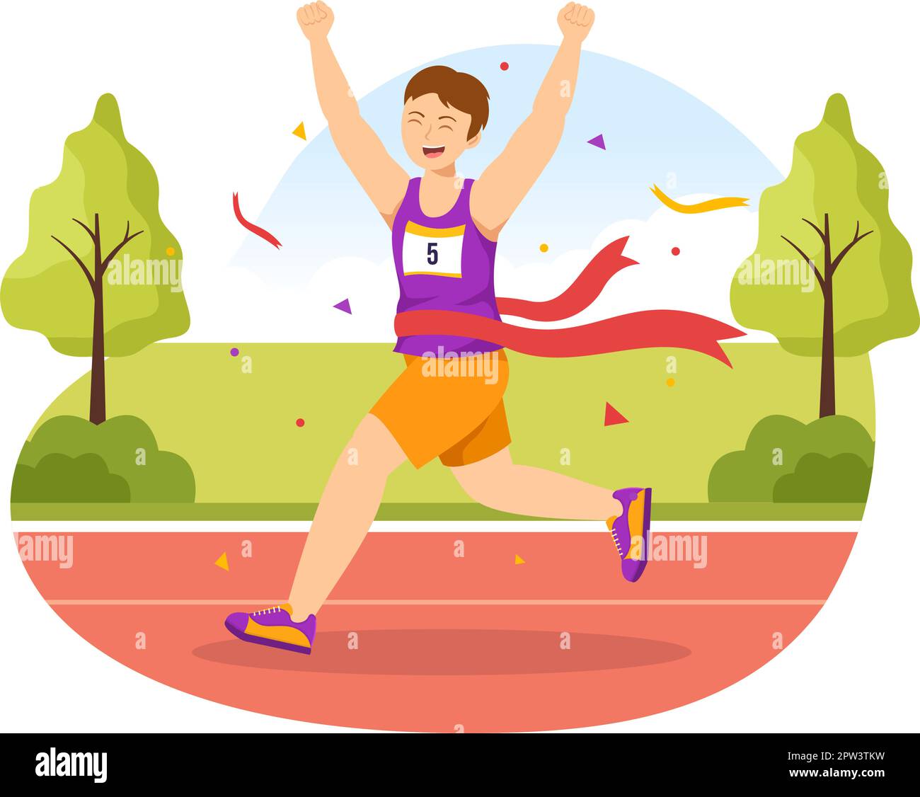 Illustration de la course de marathon avec des personnes en course, en ...