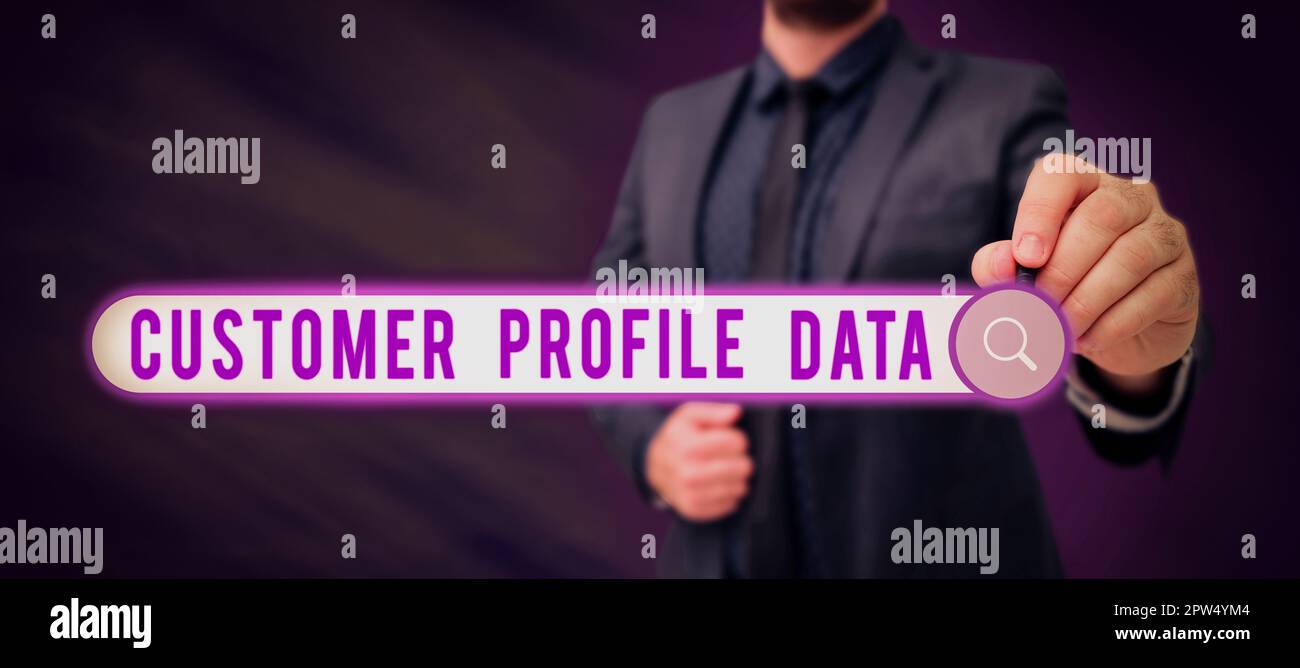 Affiche affichant les données du profil du client, mot écrit sur le ...