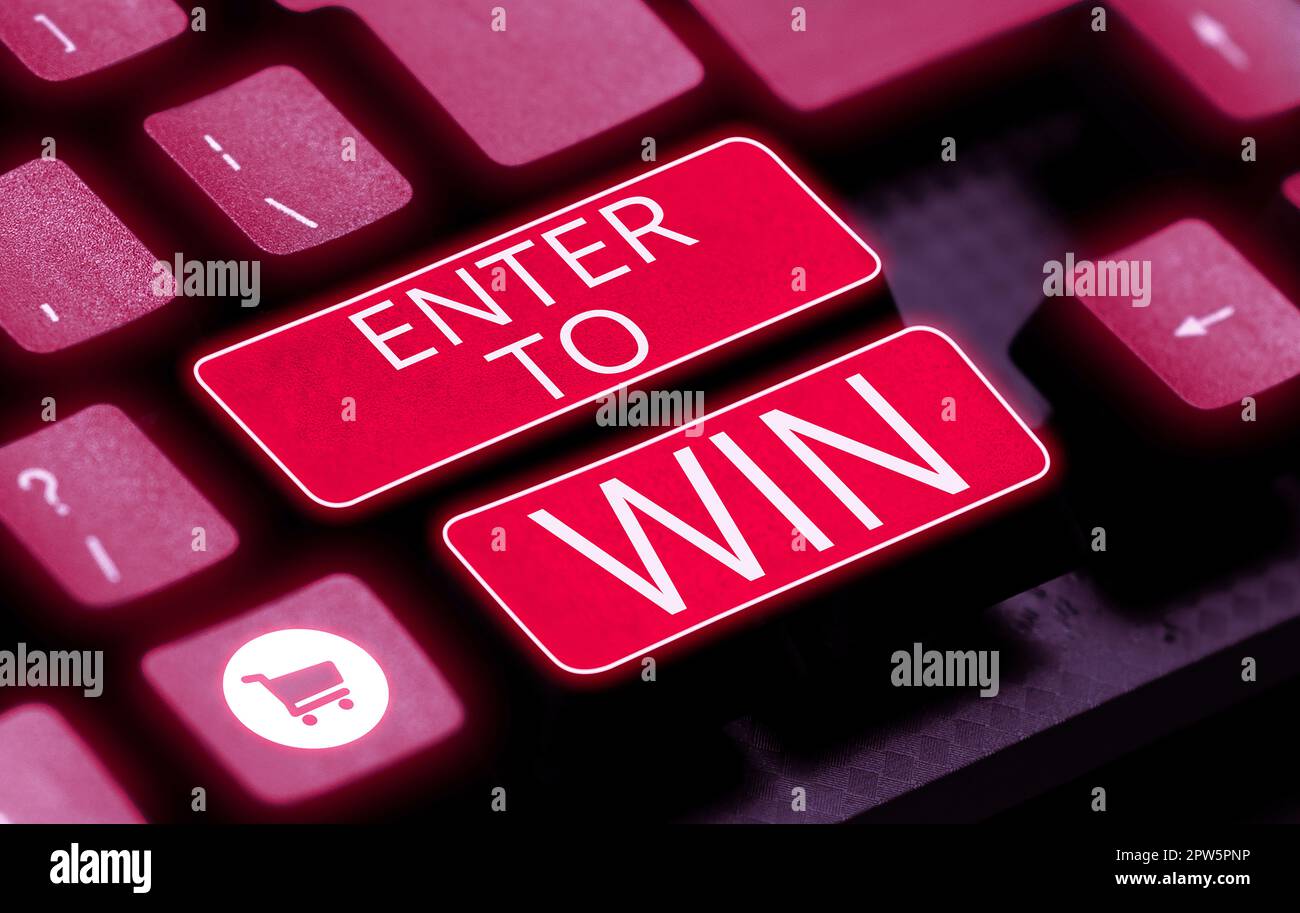 Légende conceptuelle Entrez pour gagner, mot pour échanger quelque ...