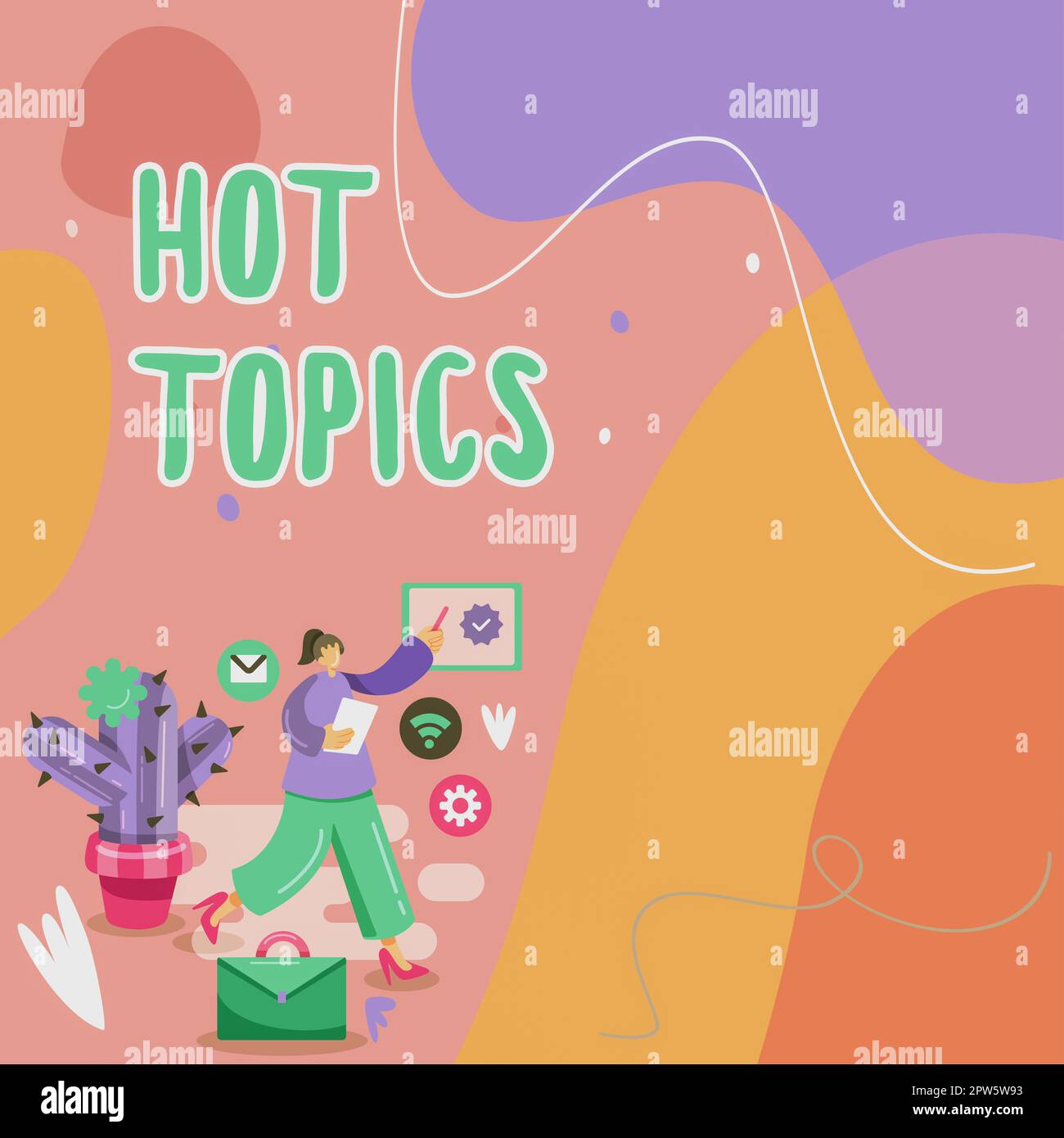 L'écriture de texte affichant des sujets brûlants, sujet d'idée d ...