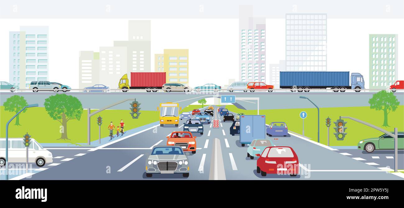 Transport autoroute embouteillage voitures route Banque d'images ...