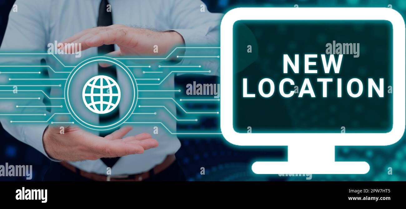 Légende de texte présentant un nouvel emplacement, concept signifiant ...