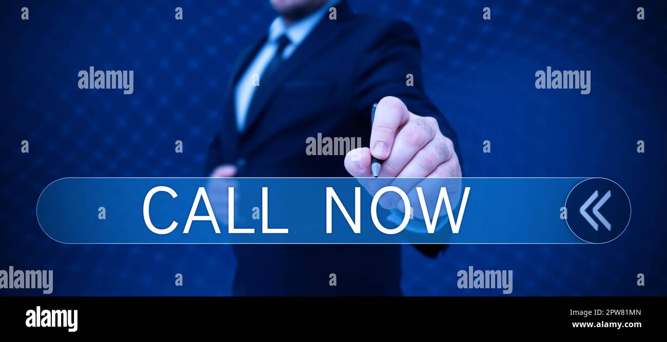 Légende conceptuelle appelez maintenant, Word pour contacter ...