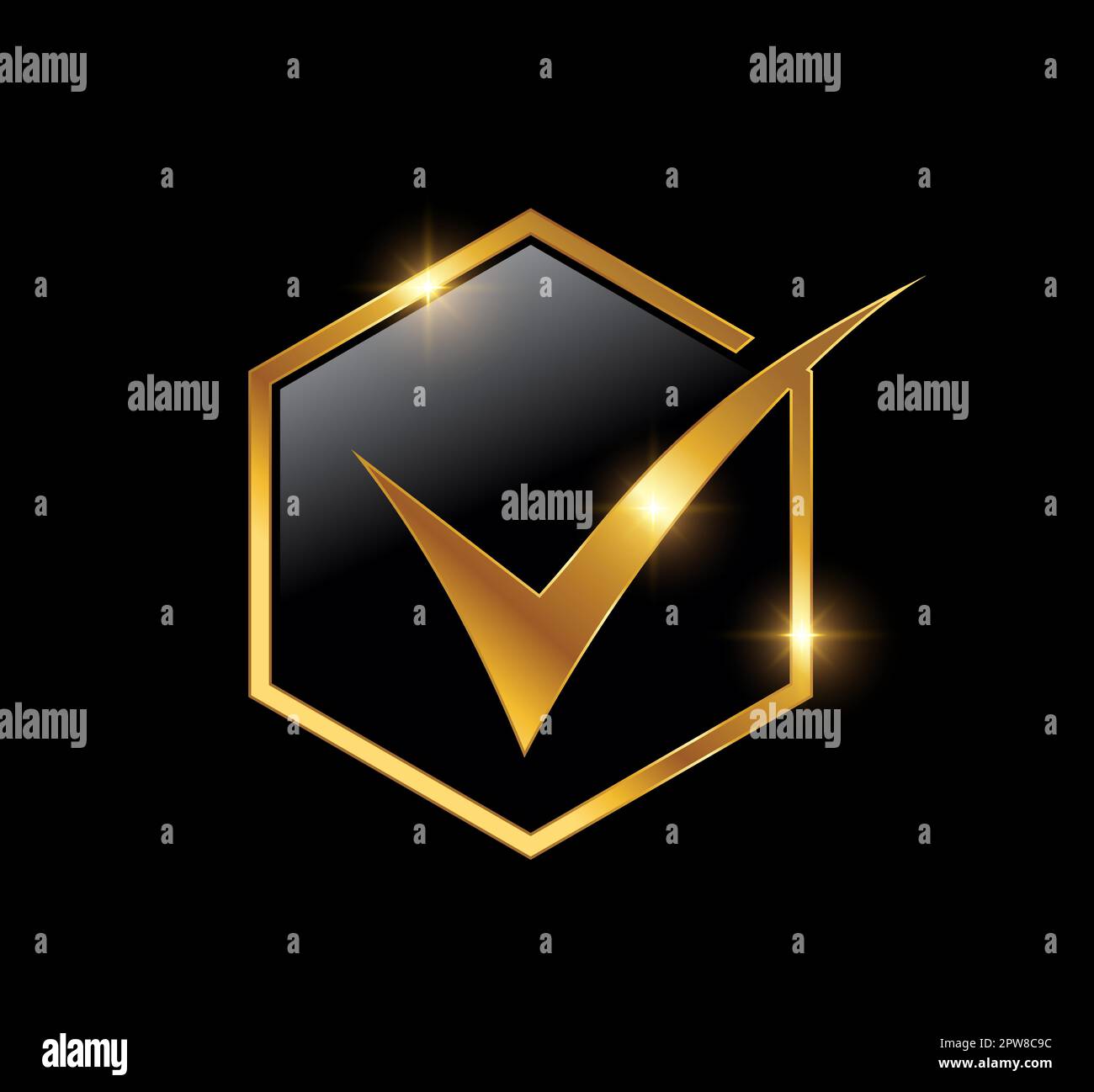 Icône Golden Check Mark logo Vector Image Vectorielle Stock - Alamy