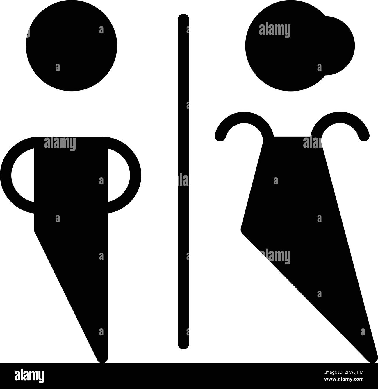 Vecteur de signe de toilette avec symbole de toilettes homme et femme ...