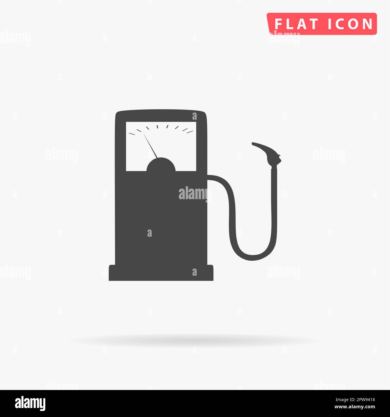 Station-service. Symbole noir plat simple avec ombre sur fond blanc ...