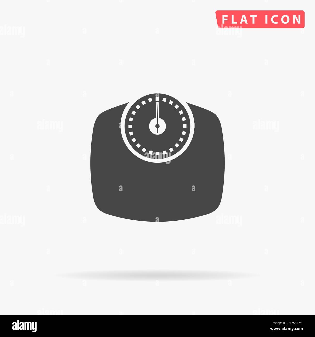 Pèse-personne. Symbole noir plat simple avec ombre sur fond blanc ...