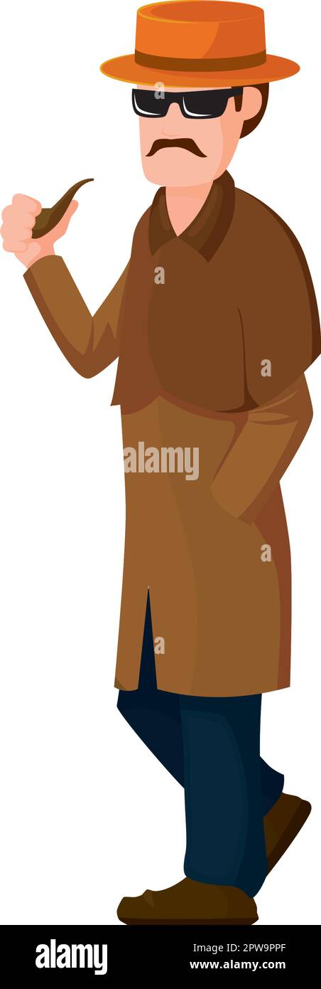 Detective pipe cartoon illustration Banque d'images vectorielles - Alamy