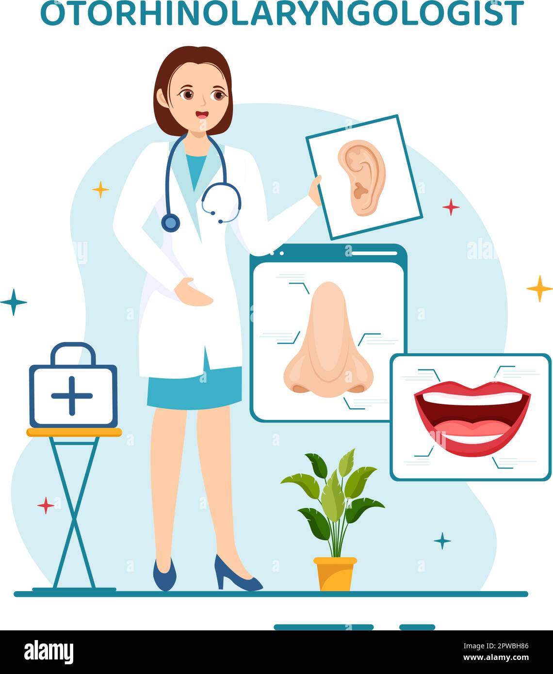 Otorhinolaryngologiste Illustration avec le médecin concernant l ...