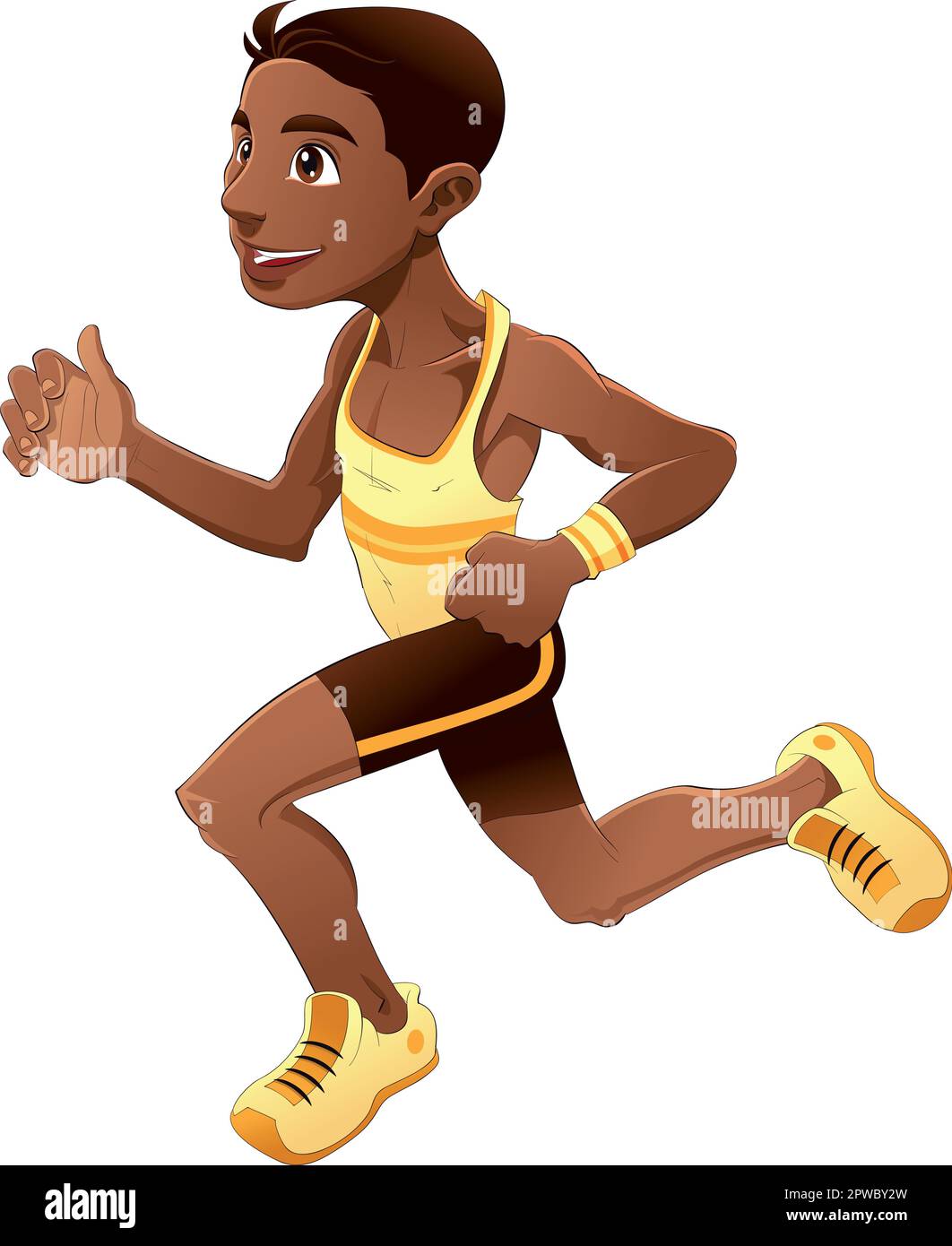 Coureur garçon, drôle personnage de dessin animé Image Vectorielle ...