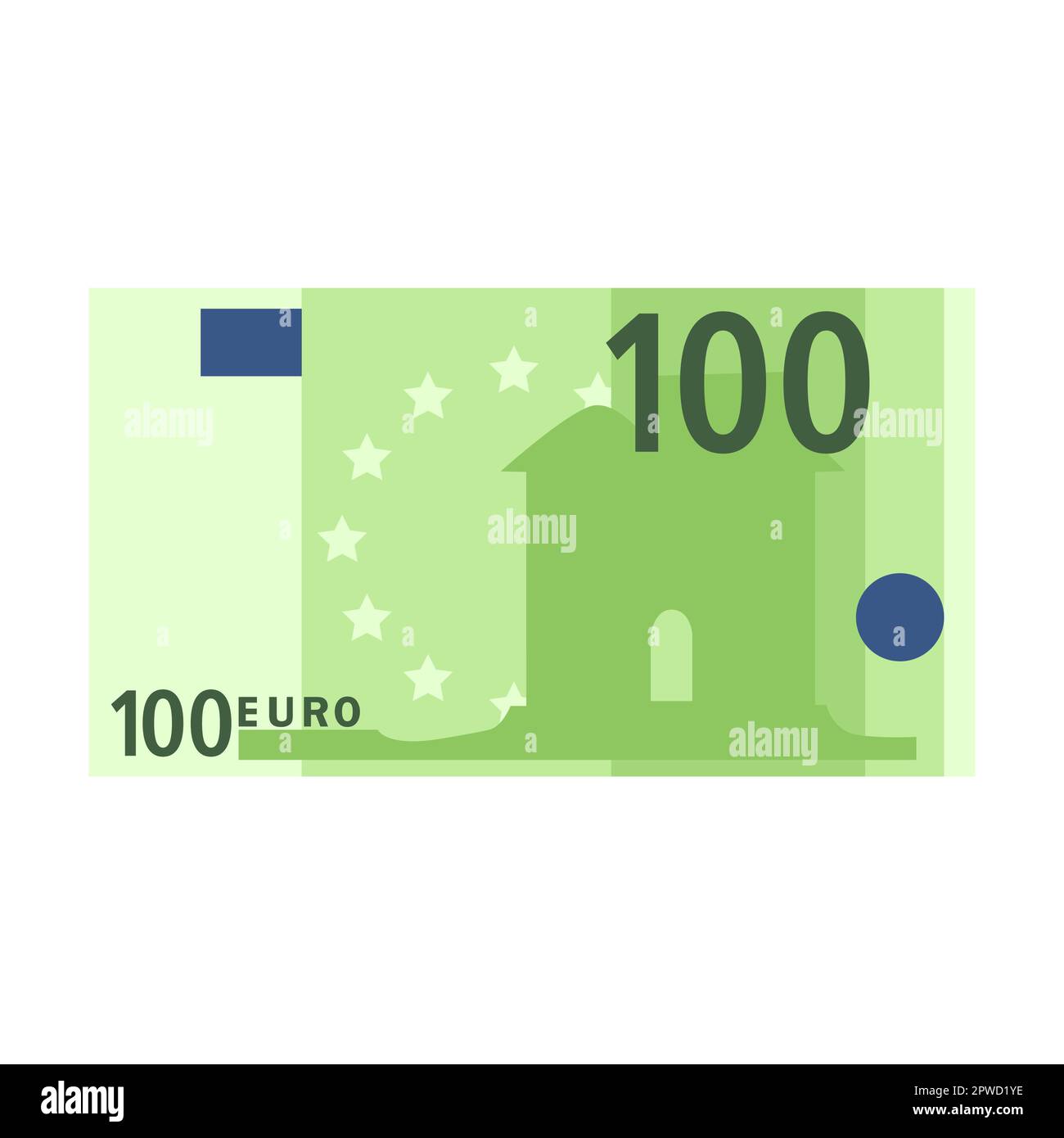 Icône simple de billet de 100 euros pour portefeuille isolé sur fond ...