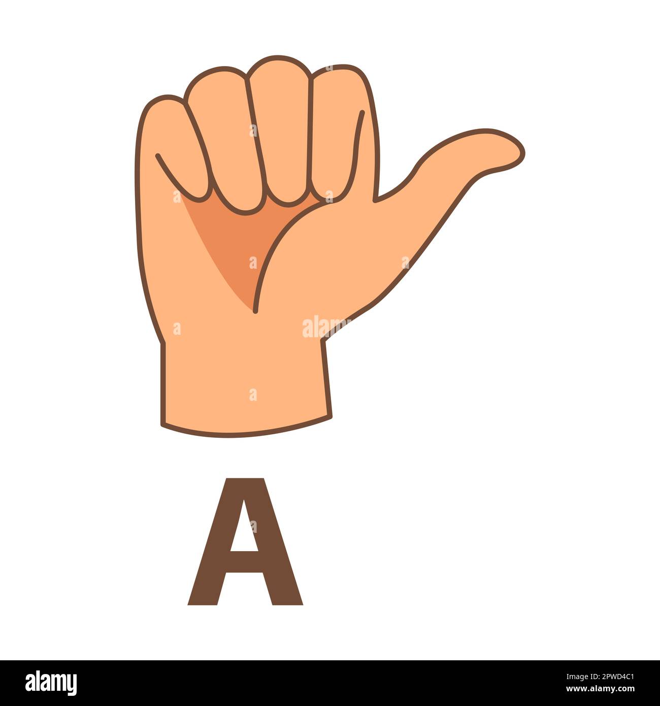 Main montrant la lettre A, illustration vectorielle de l'alphabet de la ...