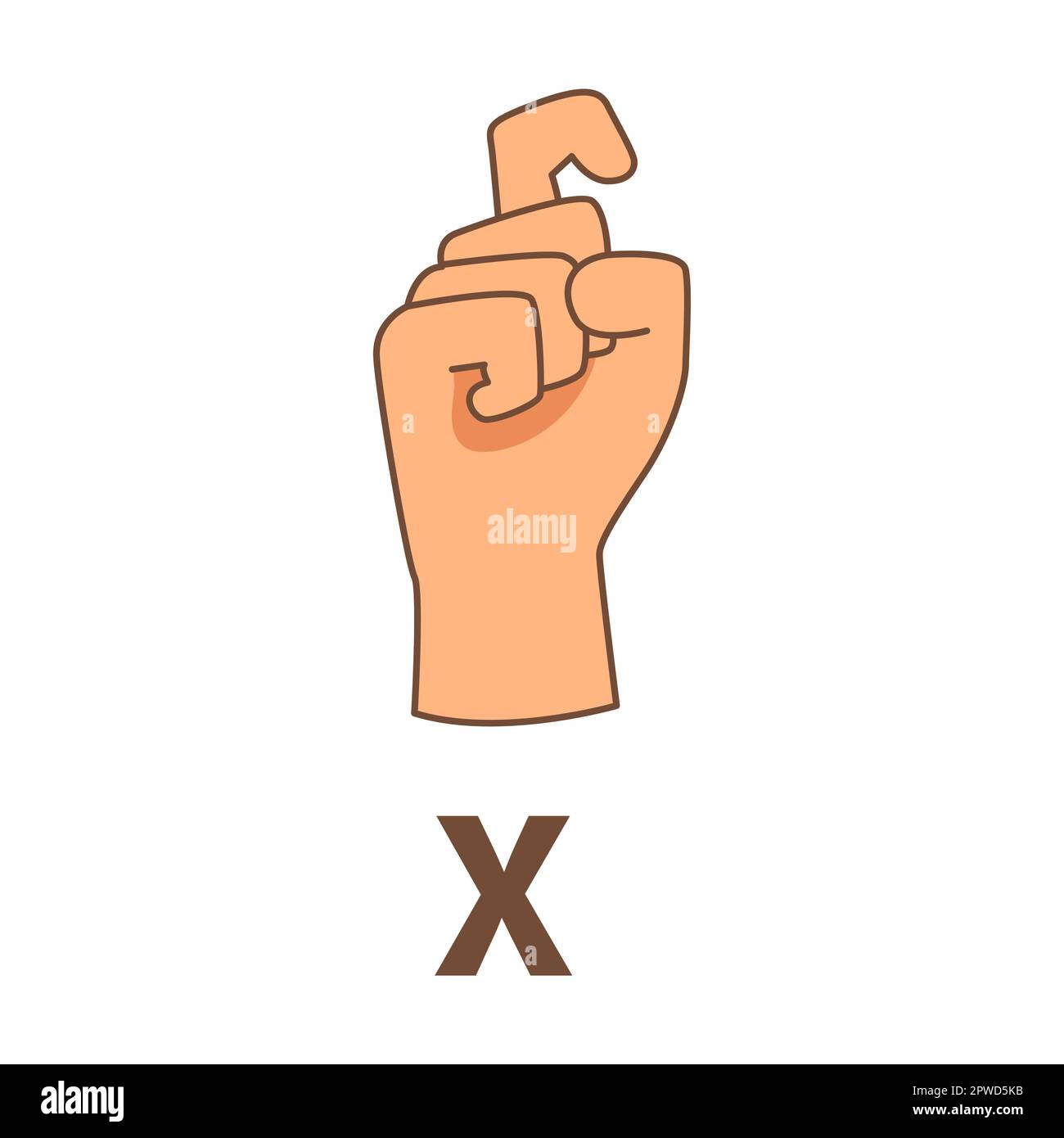 Main montrant la lettre X, illustration vectorielle de la langue des ...