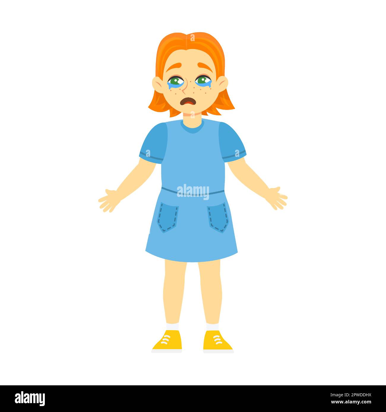 expression de petite fille triste pleurs illustration vecteur. Personnage de dessin animé ...
