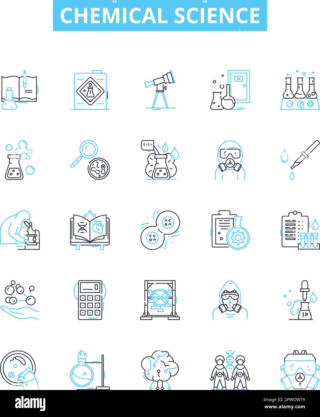 Jeu d'icônes de lignes vectorielles pour les sciences chimiques. Chimie ...