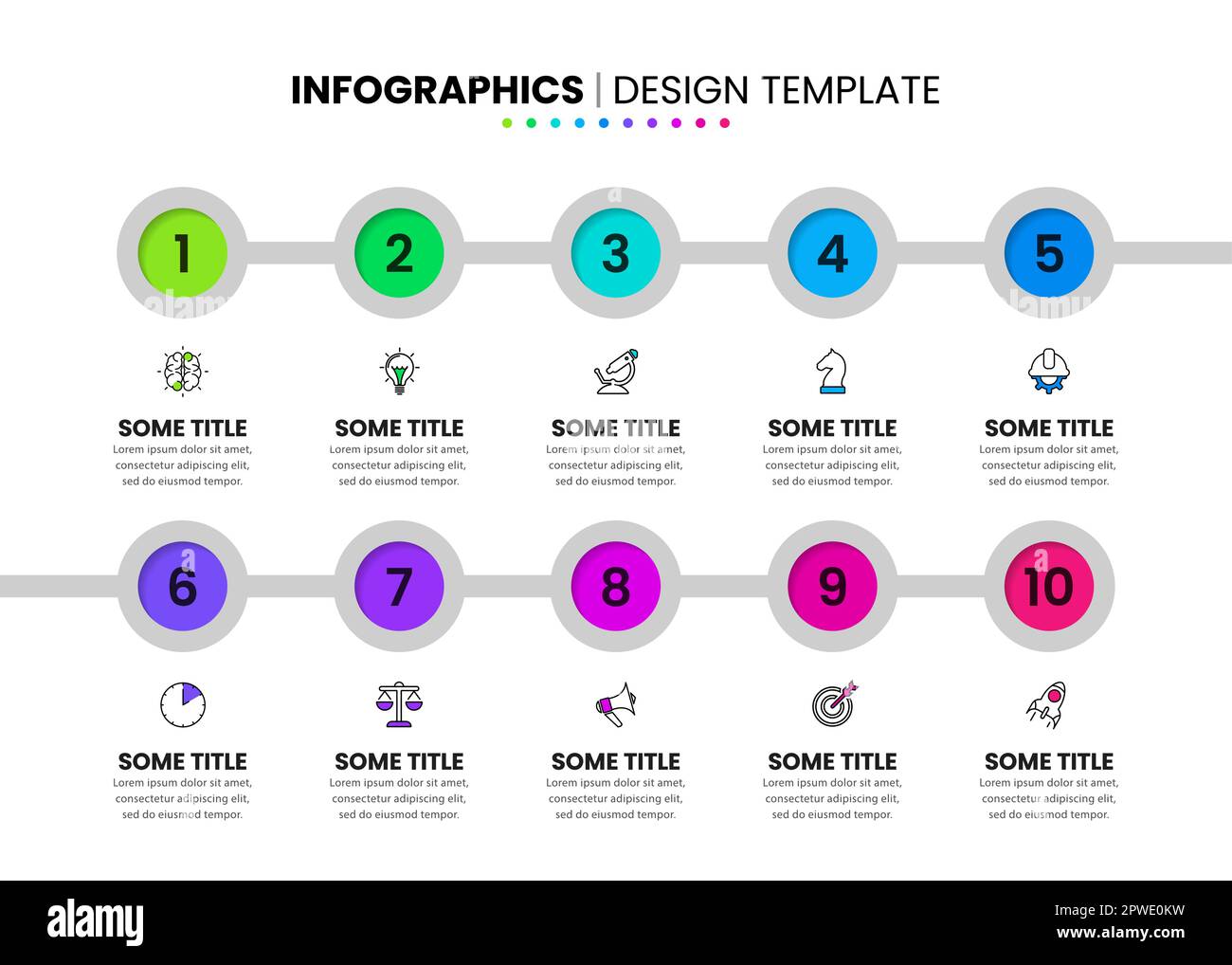 Modèle d'infographie avec icônes et 10 options ou étapes. Un ...