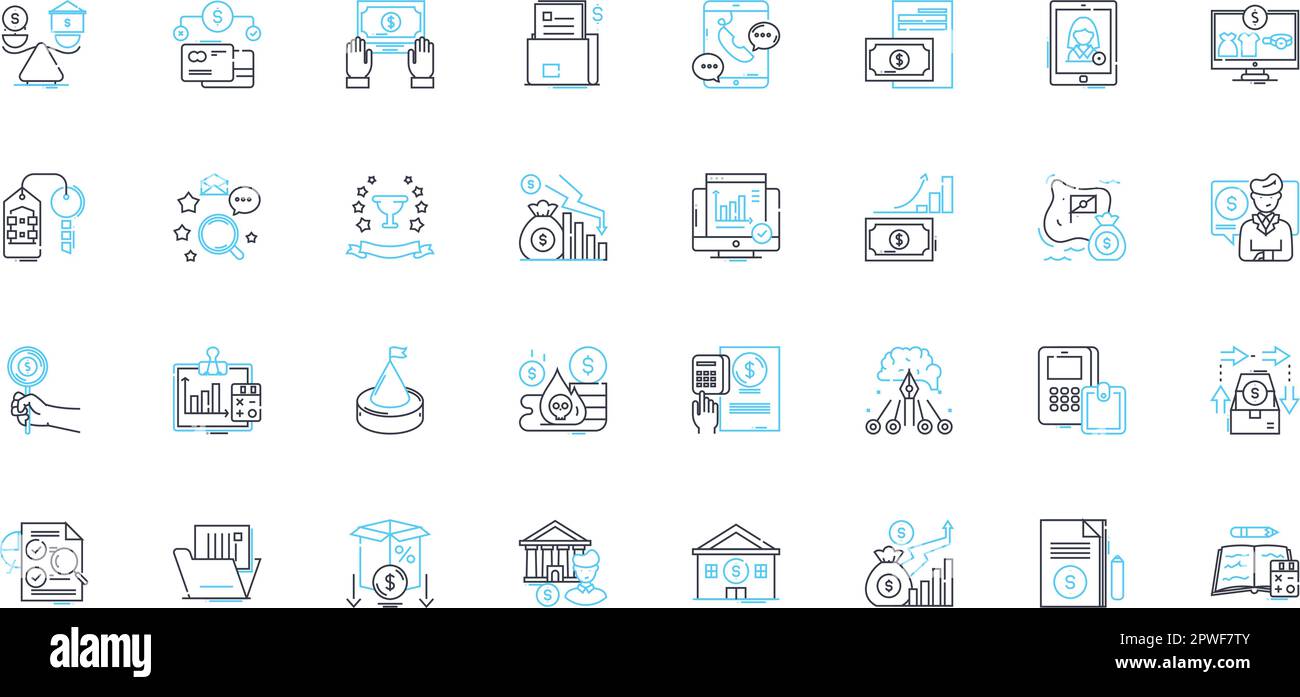 Ensemble d'icônes linéaires de financement d'entreprise. Finance ...
