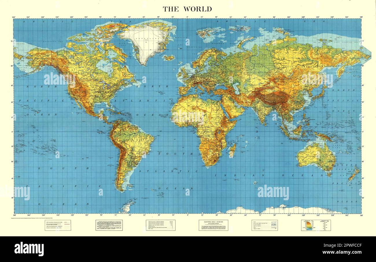 Carte du monde de 1947 Photo Stock - Alamy