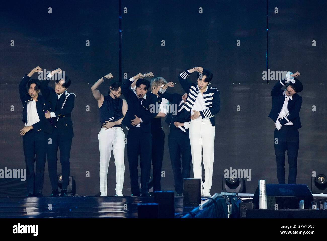 K-pop group Ateez perform during a K-Pop concert as part of Seoul Festa ...