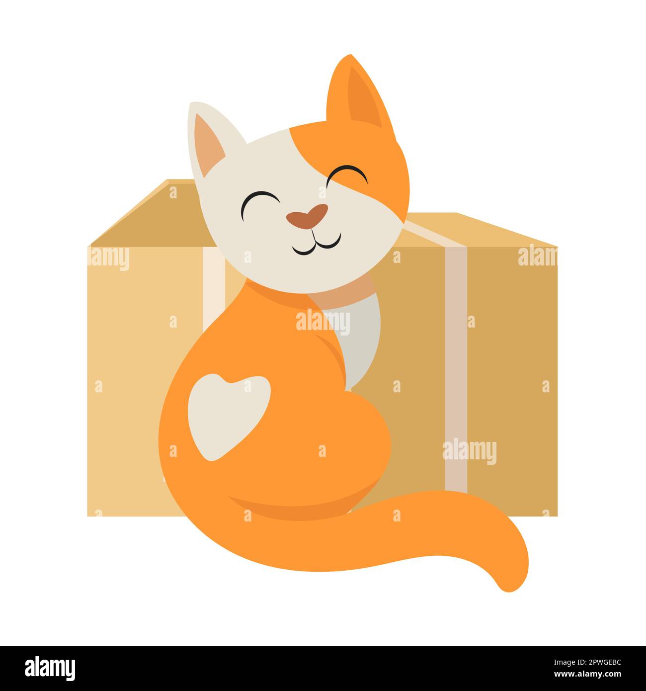 Chat avec illustration de dessin animé de boîte. Représentation ... Chat avec illustration de dessin animé de boîte. Représentation ...