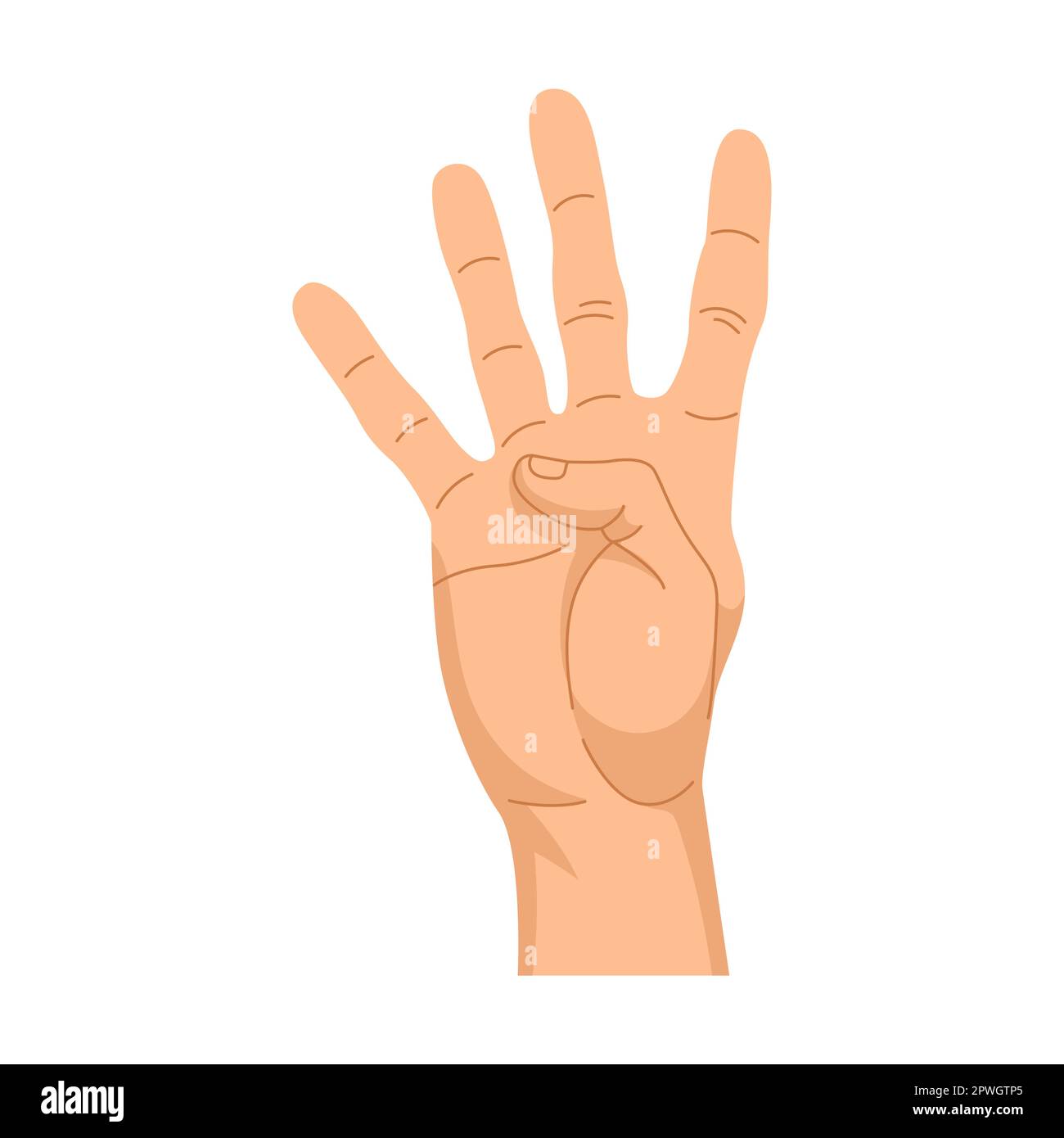 La main fait quatre doigts, numéro 4. Illustration vectorielle de la ...