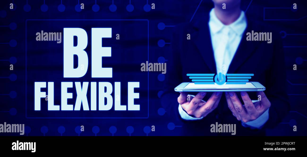 Légende conceptuelle être flexible, Word pour pouvoir être facilement ...