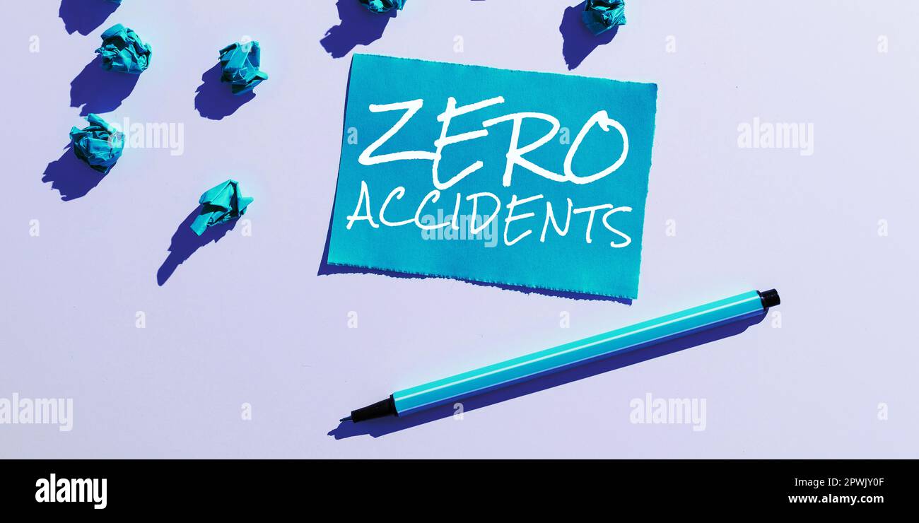 Texte d'écriture zéro accident, mot pour une stratégie importante de prévention des accidents du ...