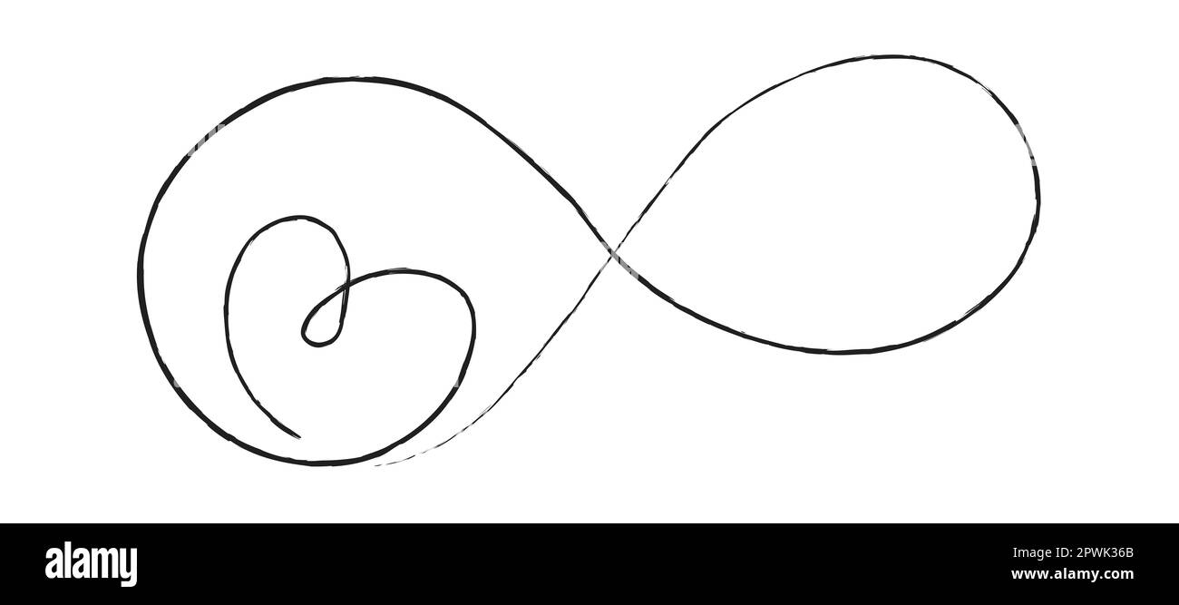 Lignes fines noires deux coeurs aiment le symbole de l'infini sur fond ...