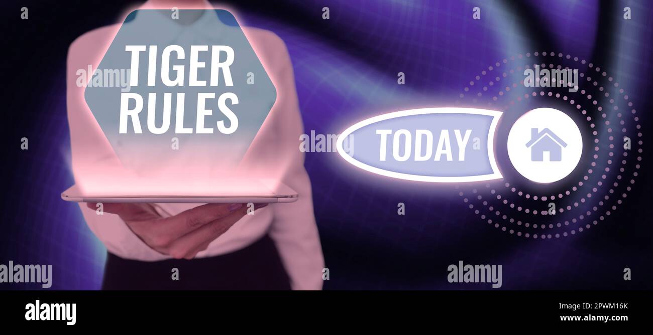 L'écriture affichant le texte Tiger Rules, Internet concept volonté et ...