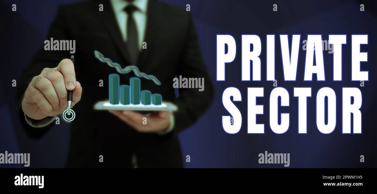 Affiche montrant le secteur privé, mot écrit sur une partie d'une ...