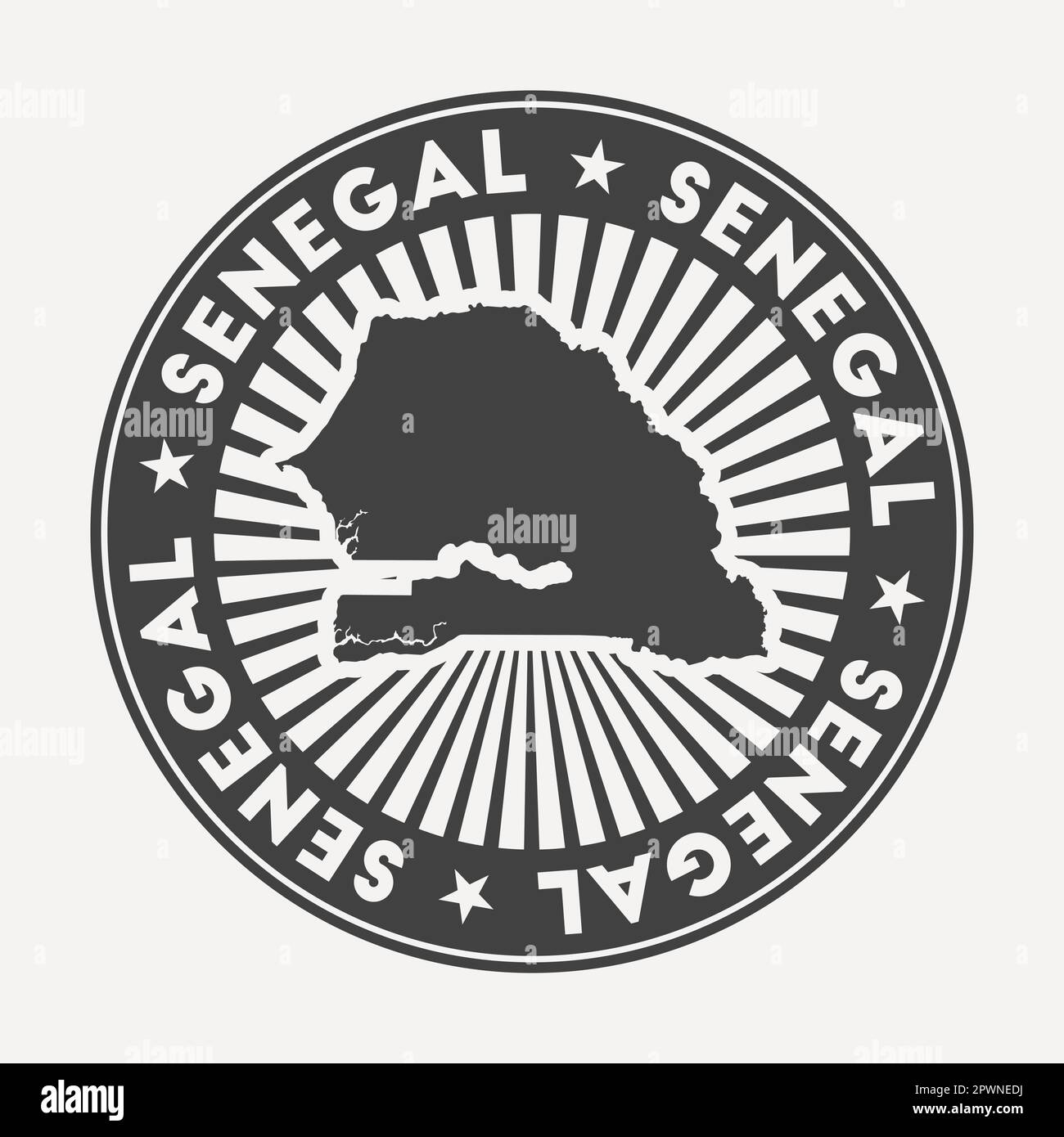 Logo rond Sénégal. Badge de voyage vintage avec le nom circulaire et la ...