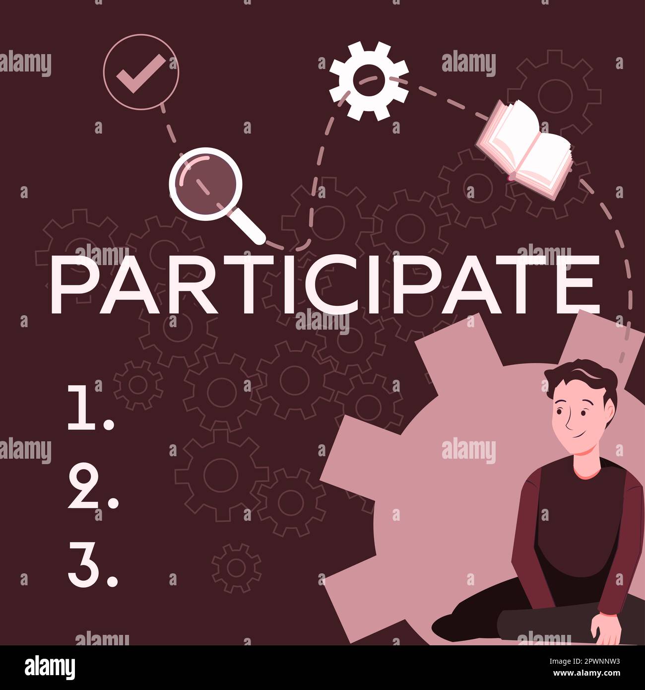 Texte d'écriture participer, Word pour participer ou devenir impliqué ...