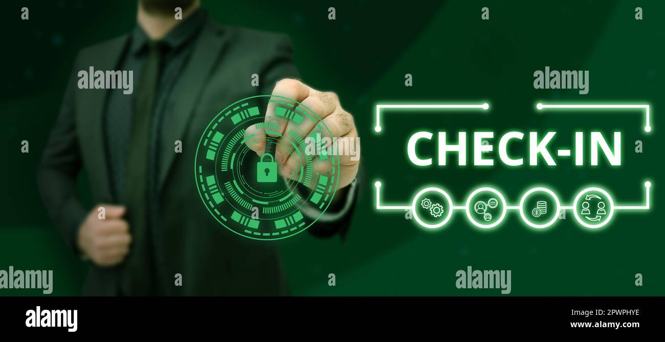 Légende conceptuelle Check In, Business overview procédure par laquelle ...