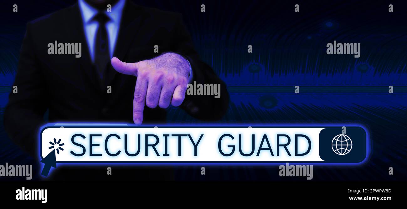 Légende de texte présentant Security Guard, Word pour les outils ...