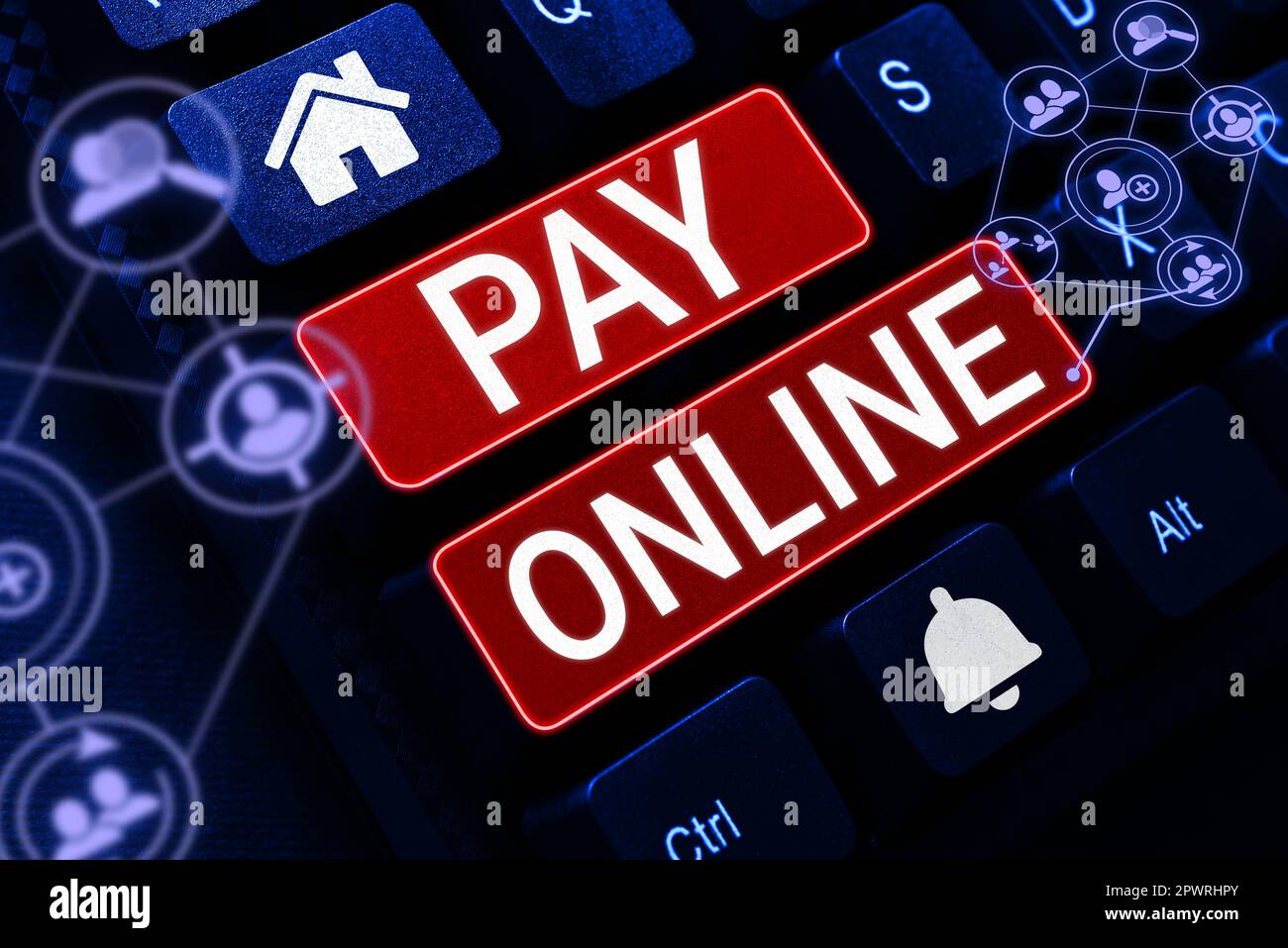 Texte d'écriture payer en ligne, Word écrit sur acheter des produits ou des services en ...